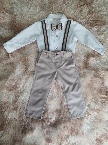 ชุดออกงาน ชุดสูทเด็ก Bow Tie Shirt With Trousers and Suspenders ของ Brooklyn and Bringhton size ...