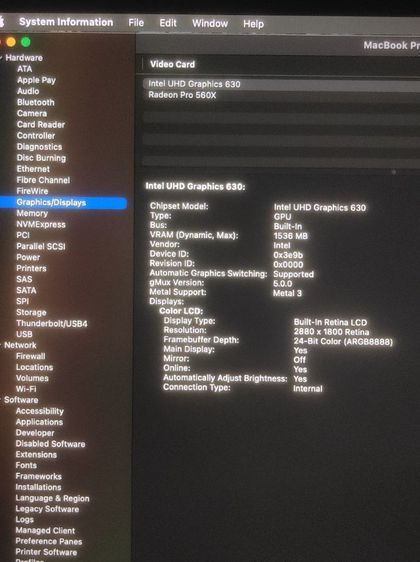 MacBook Pro 15 inch 2018 CTO Core i7 16GB 500GB Gpu Radeon Pro 560X ...