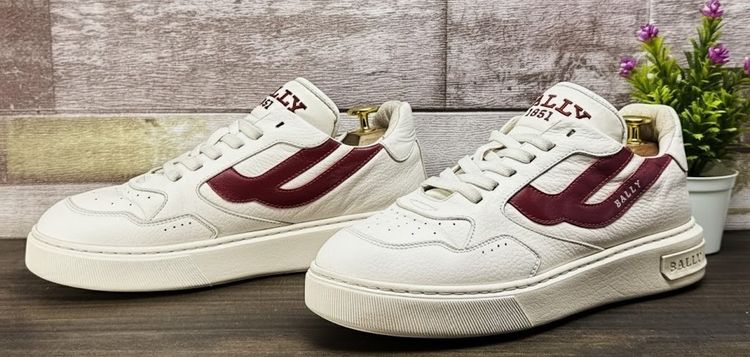 Bally 1851 Holden Leather Fabric Red and White Low Top Sneakers ...